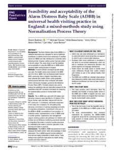 Feasibility and acceptability of the Alarm Distress Baby Scale (ADBB) in universal health ...